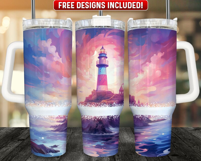 Lighthouse 40oz Tumbler Wrap PNG Design, Lighthouse 40oz Quencher ...