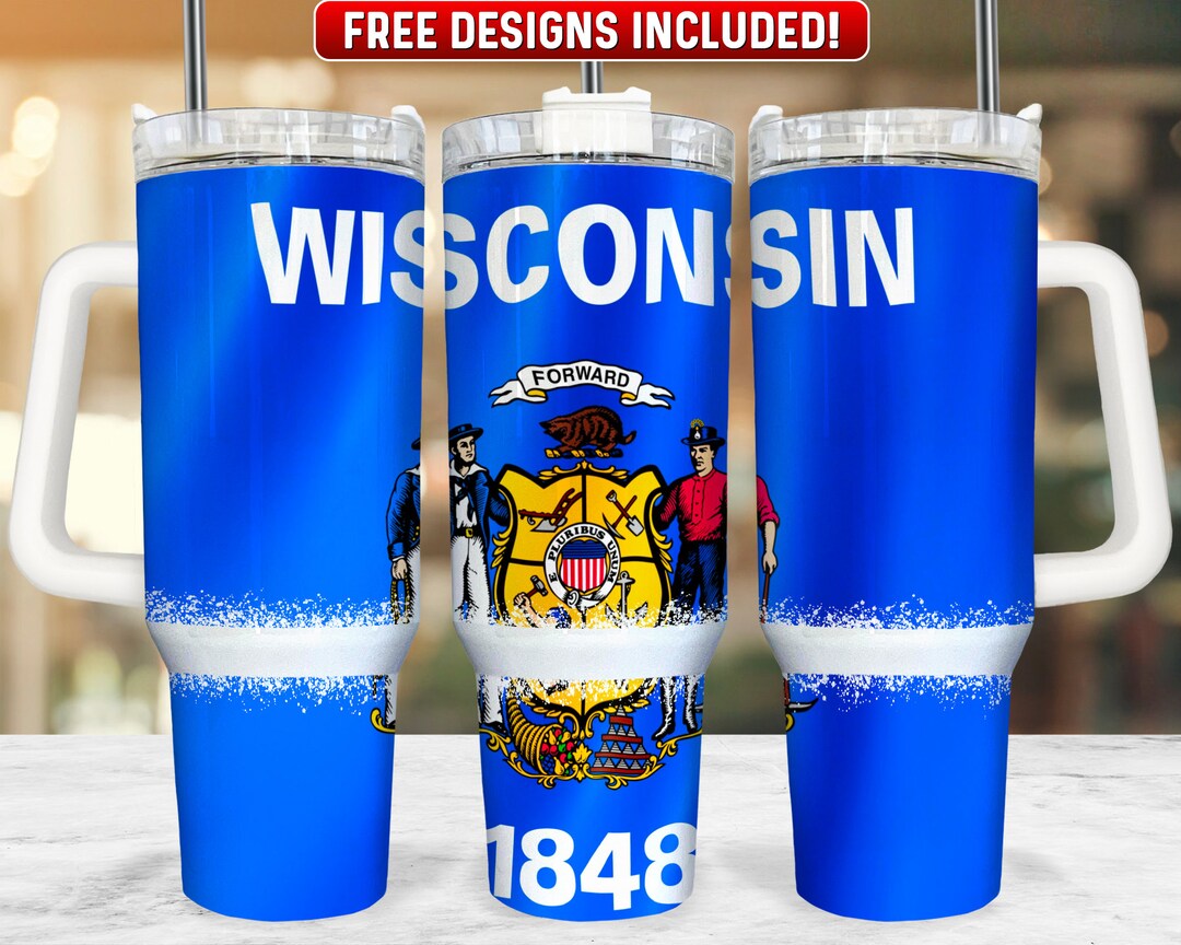 Wisconsin 40oz Tumbler Wrap PNG Design, US State Wisconsin 40oz ...