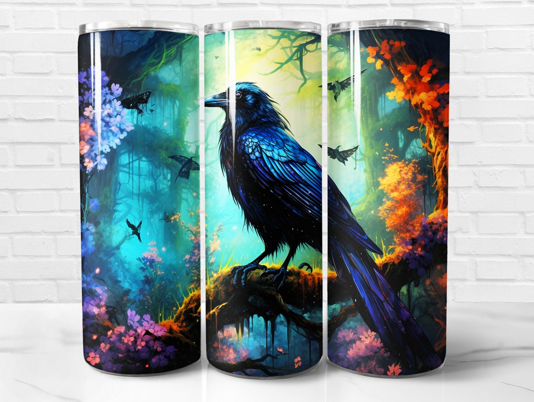 Magical Crow Tumbler Wrap PNG, Crow 20 Oz Skinny Tumbler Wrap ...