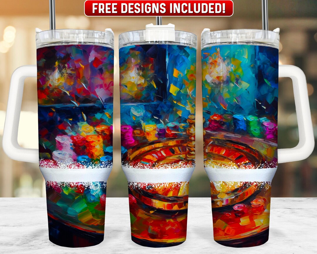 Roulette 40oz Tumbler Wrap PNG Design, Casino 40oz Quencher Tumbler ...