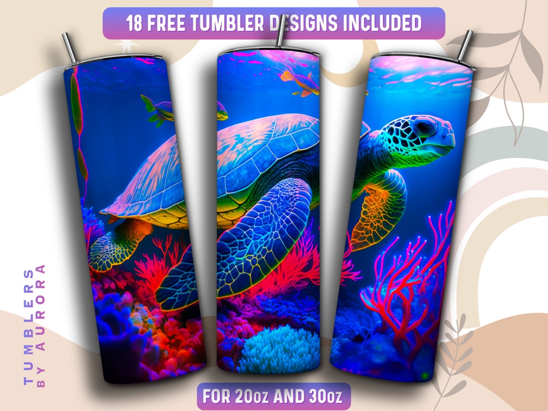 Turtle Tumbler Wrap PNG, Sea Turtle 20 Oz Skinny Tumbler Sublimation ...