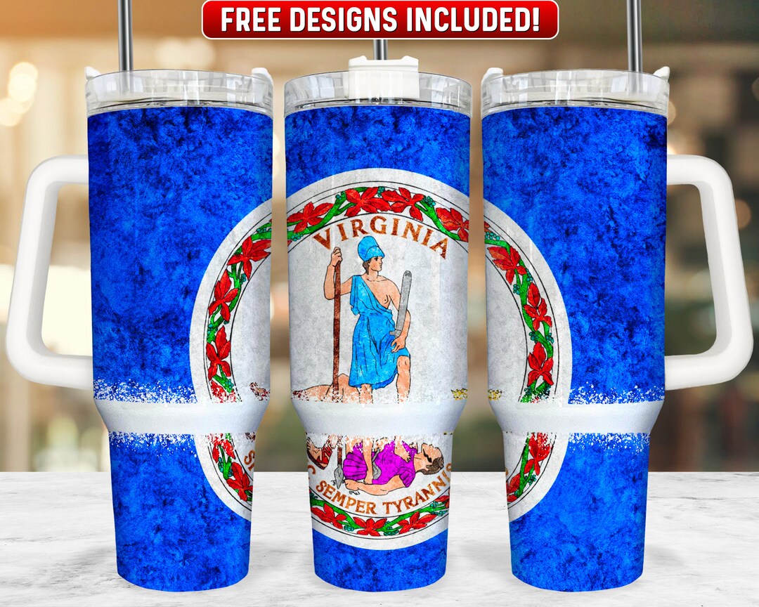 Virginia 40oz Tumbler Wrap PNG Design, US State Virginia 40oz Quencher ...