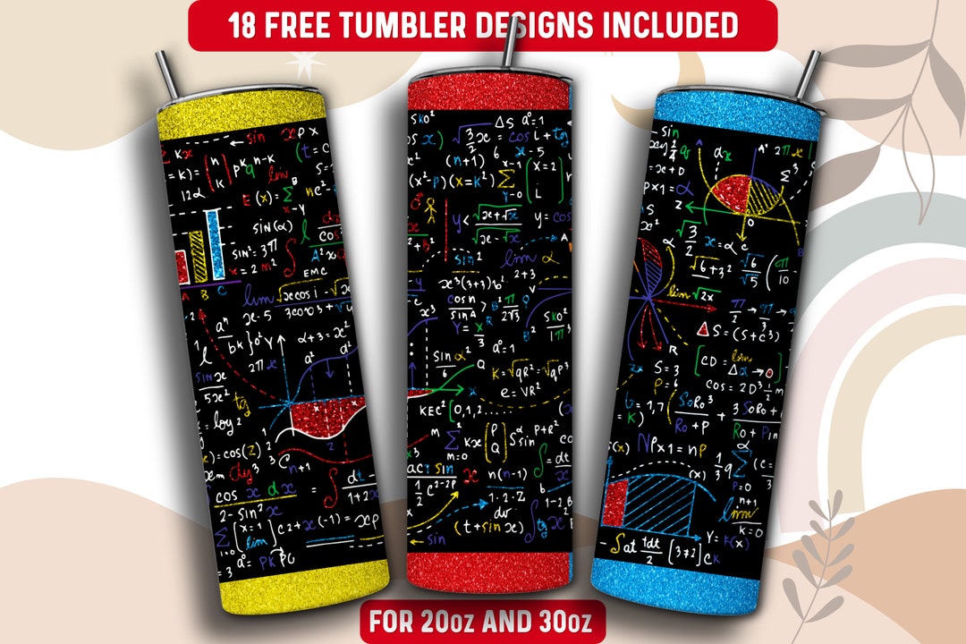 Math Tumbler Wrap PNG, Math Teacher 20 Oz Skinny Tumbler Sublimation ...