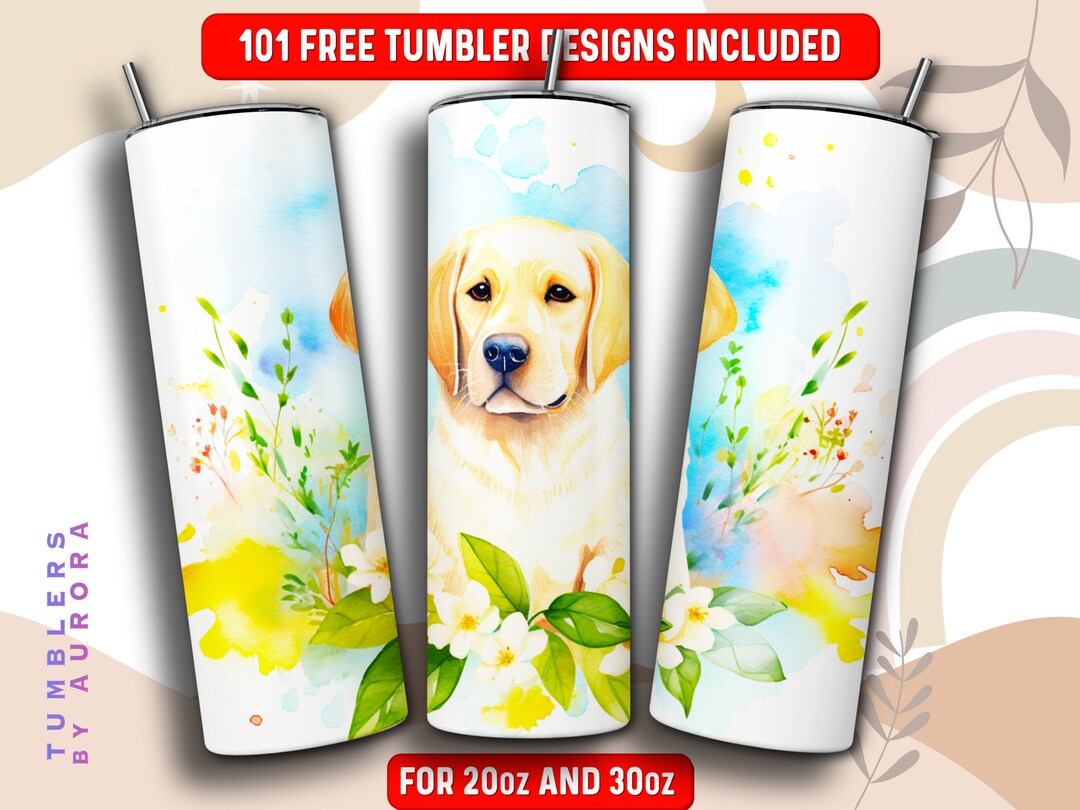 Watercolor Labrador Tumbler Wrap PNG, Dog 20 Oz Skinny Tumbler ...