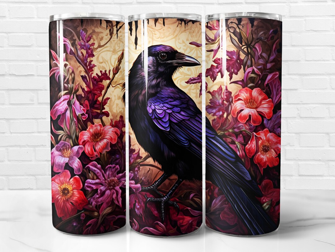 Magical Crow Tumbler Wrap PNG, Crow 20 Oz Skinny Tumbler Wrap ...