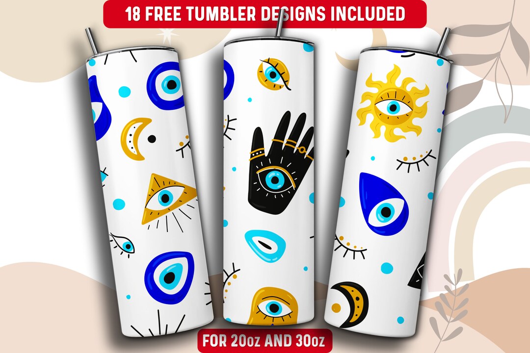 Greek Evil Eye Tumbler Wrap PNG, Turkish Evil Eye 20 Oz Skinny Tumbler ...