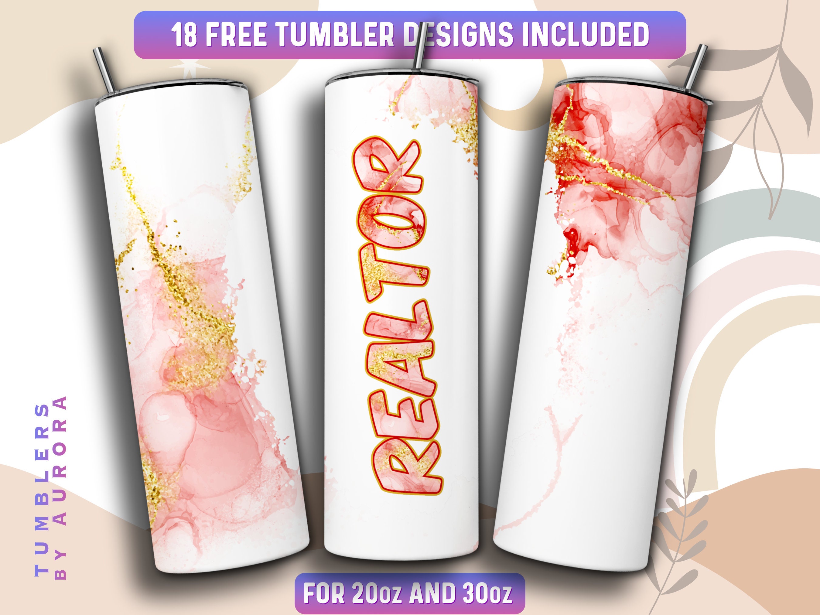 Realtor Tumbler Wrap PNG, Real Estate Agent 20 Oz Skinny Tumbler ...