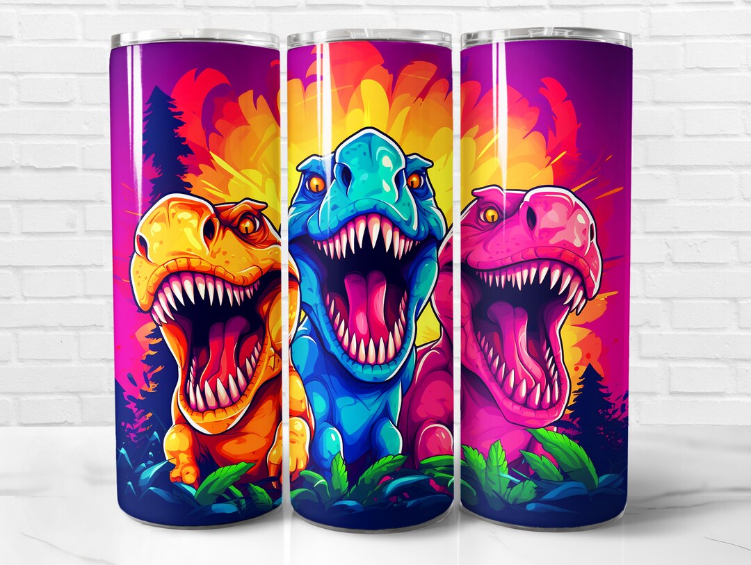 T-rex Tumbler Wrap PNG, Dinosaur 20 Oz Skinny Tumbler Wrap Sublimation ...