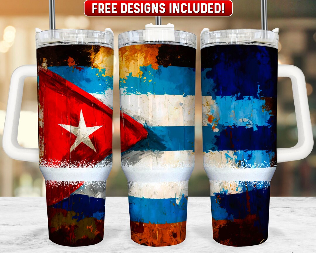 Cuba Flag 40oz Tumbler Wrap PNG Design, Cuba 40oz Quencher Tumbler ...