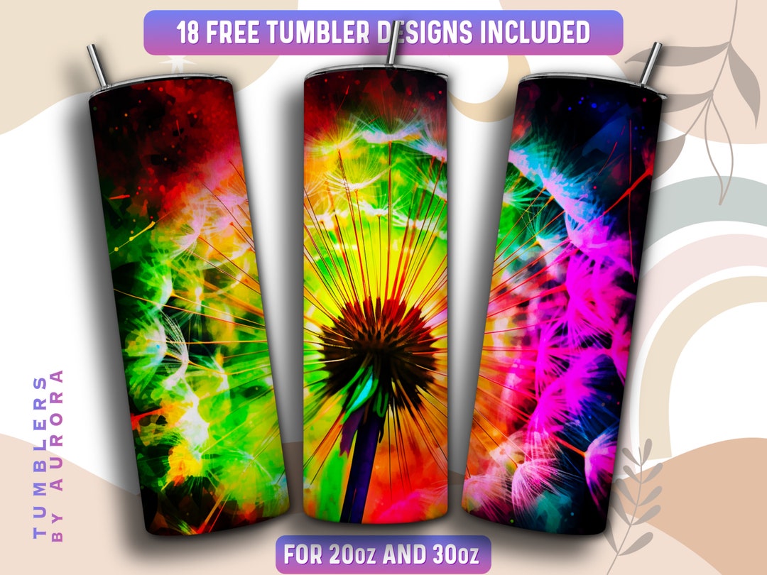 Dandelion Tumbler Wrap PNG, Dandelion 20 Oz Skinny Tumbler Sublimation ...