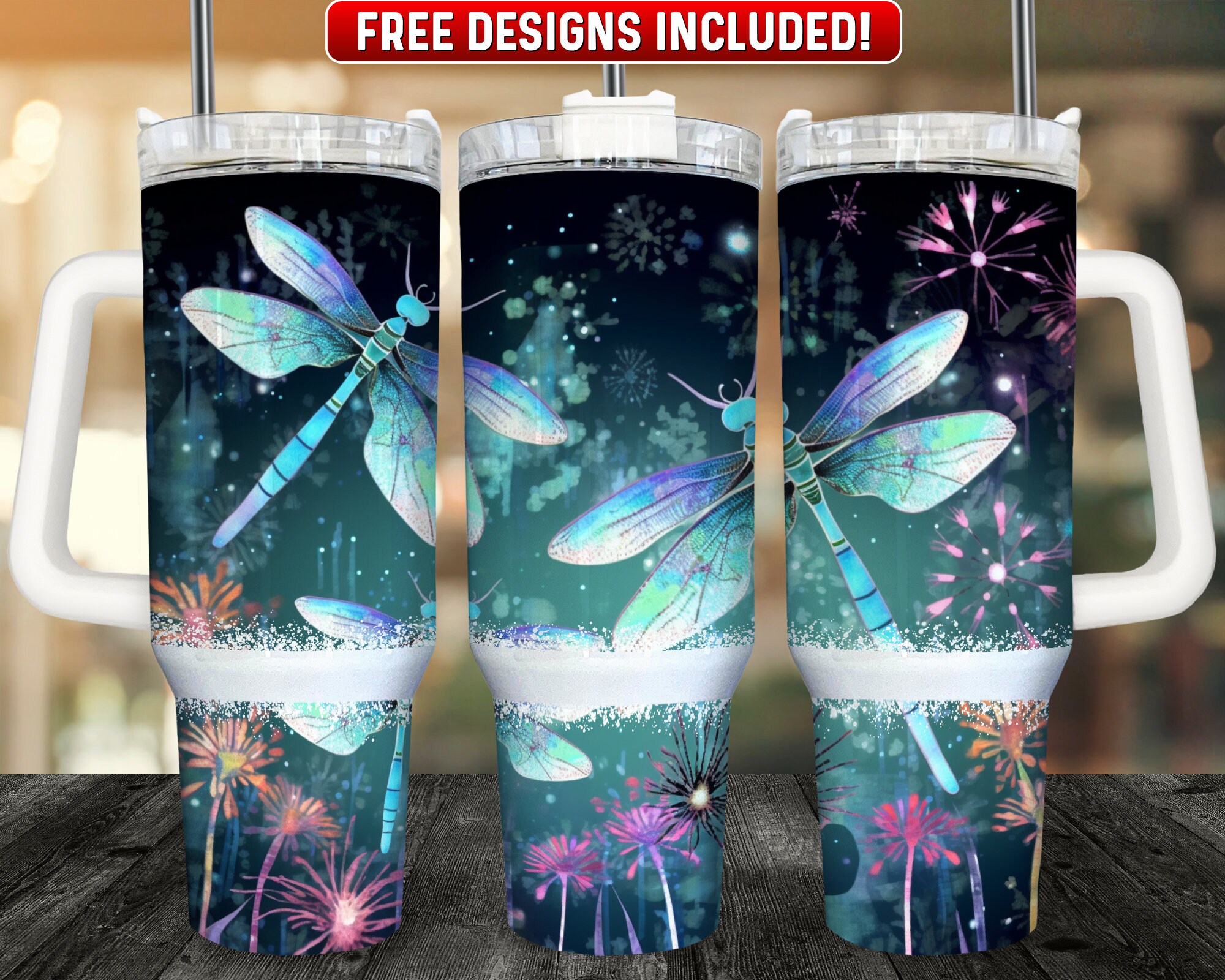 Dragonfly 40oz Tumbler Wrap PNG Design, Dragonfly 40oz Quencher Tumbler Sublimation Wrap, 40 Oz ...