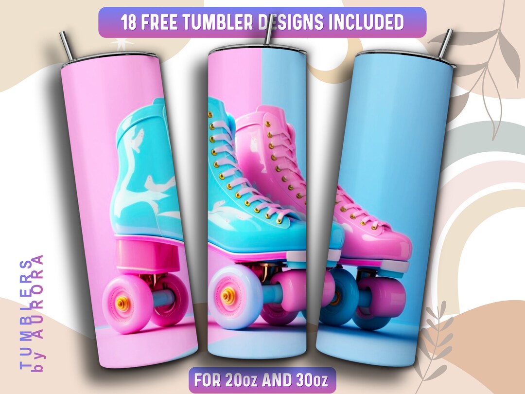 Roller Skates Tumbler Wrap PNG, Inline Skates 80s 90s Retro 20 Oz ...