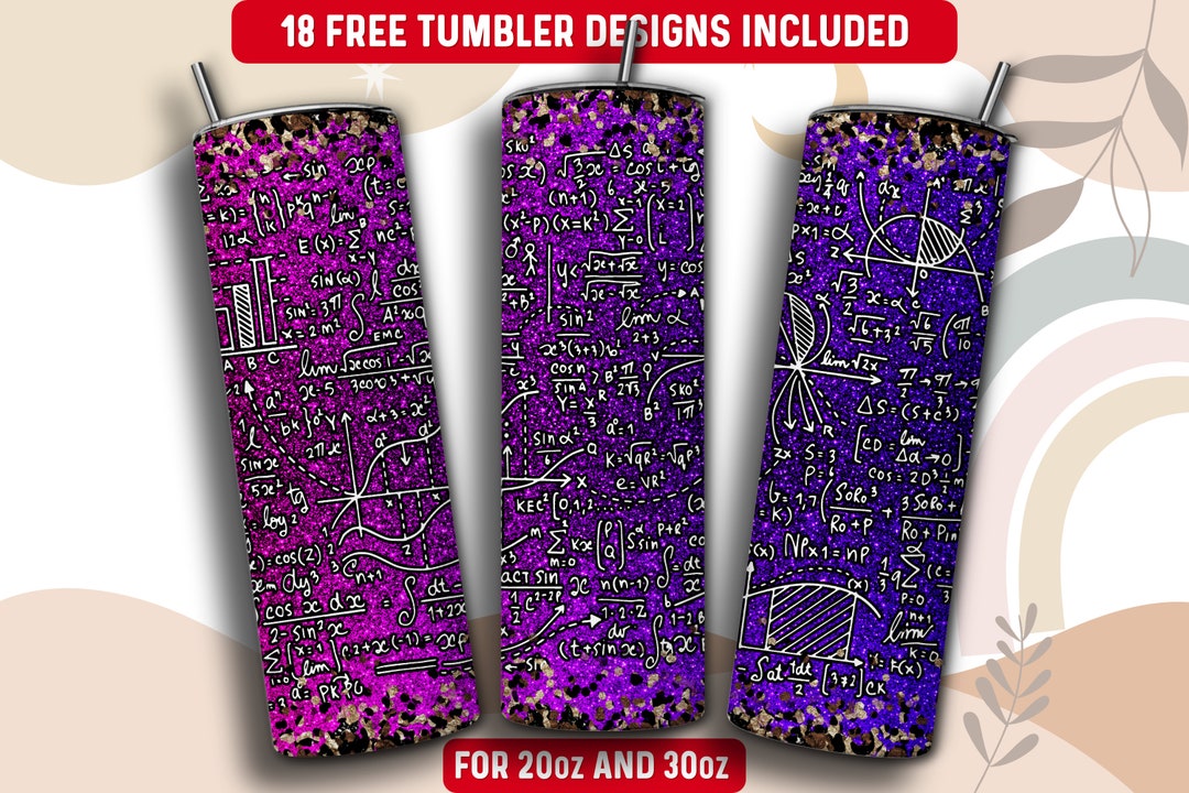 Math Tumbler Wrap PNG, Math Teacher 20 Oz Skinny Tumbler Sublimation ...