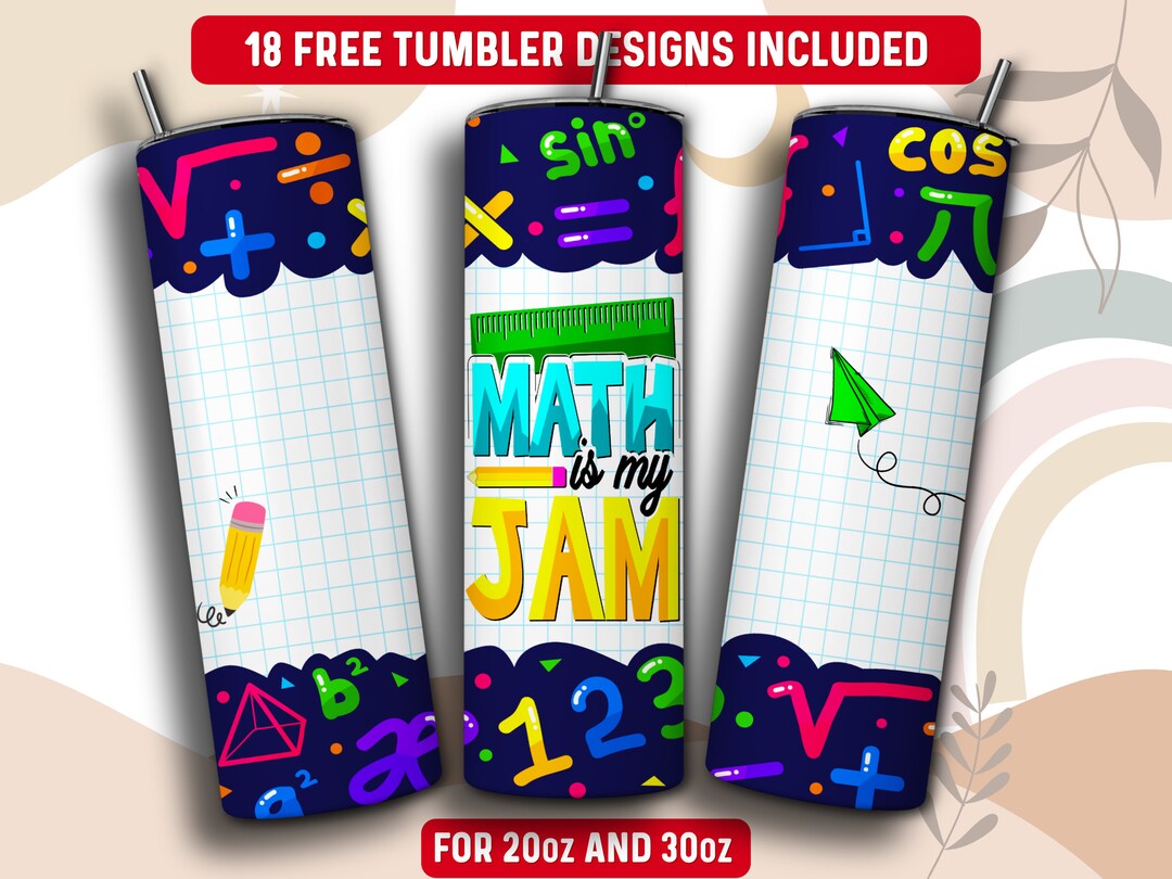 Math Tumbler Wrap PNG, Math Teacher 20 Oz Skinny Tumbler Sublimation ...