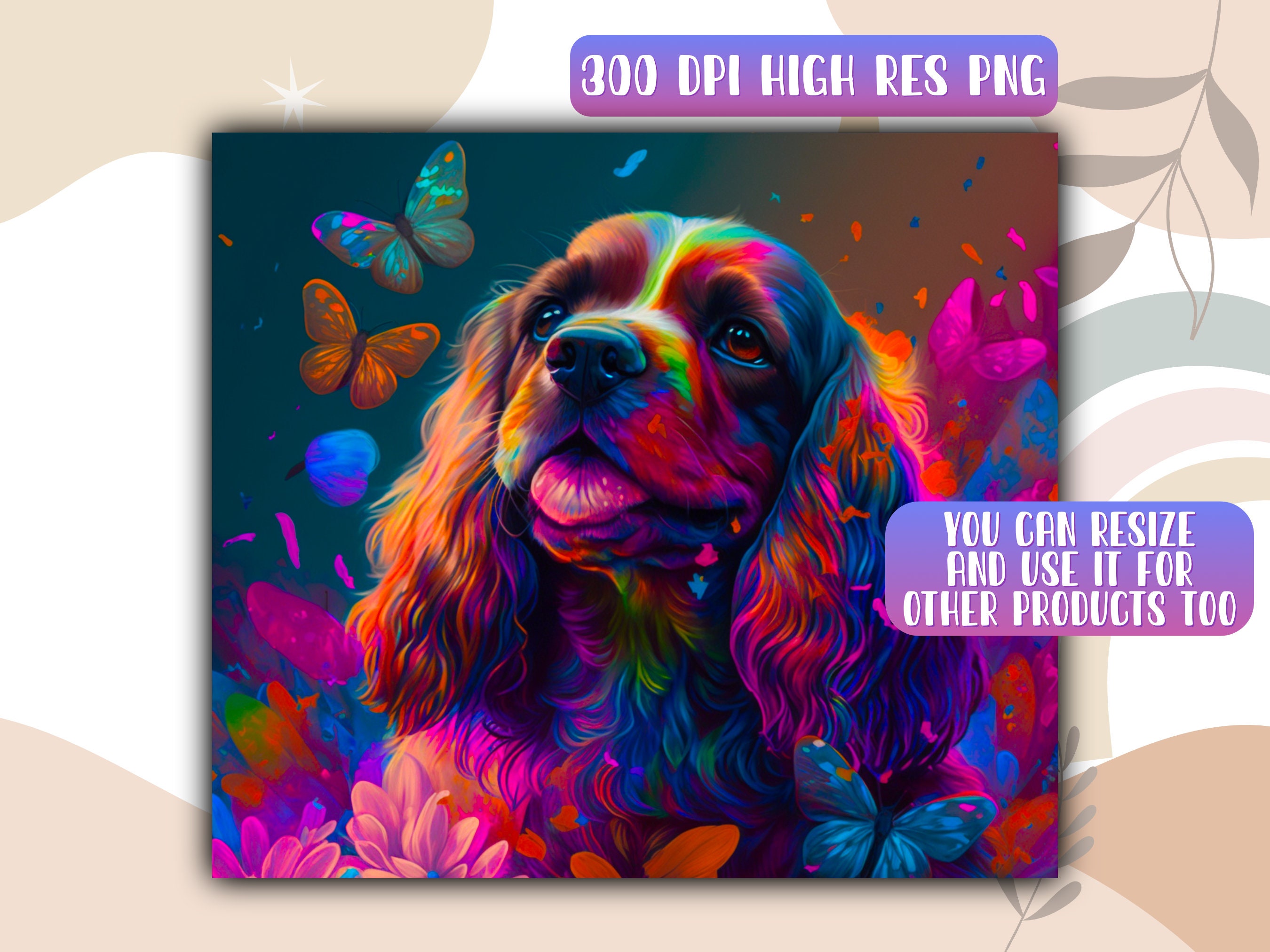 Cocker Spaniel Tumbler Wrap PNG Dog 20 Oz Skinny Tumbler - Etsy