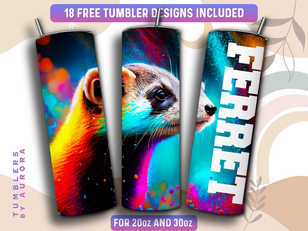 Ferret Tumbler Wrap PNG, Ferret 20 Oz Skinny Tumbler Sublimation Design ...