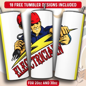 Electrician Tumbler Wrap PNG, Electrician 20 Oz Skinny Tumbler ...