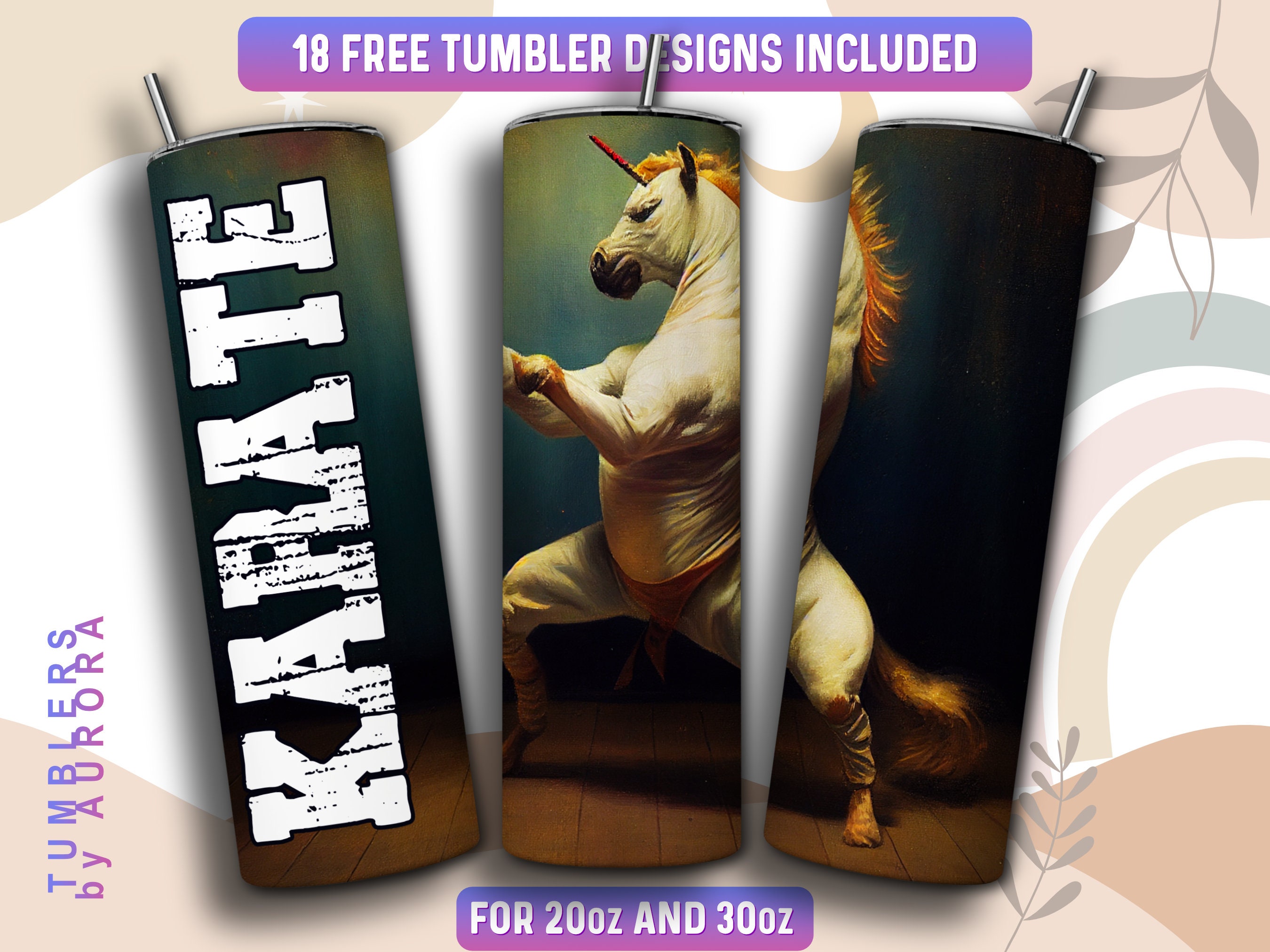 Karate Tumbler Wrap PNG Karate Unicorn 20 Oz Skinny Tumbler - Etsy