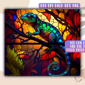 Stained Glass Gecko Tumbler Wrap PNG, Gecko 20 Oz Skinny Tumbler ...
