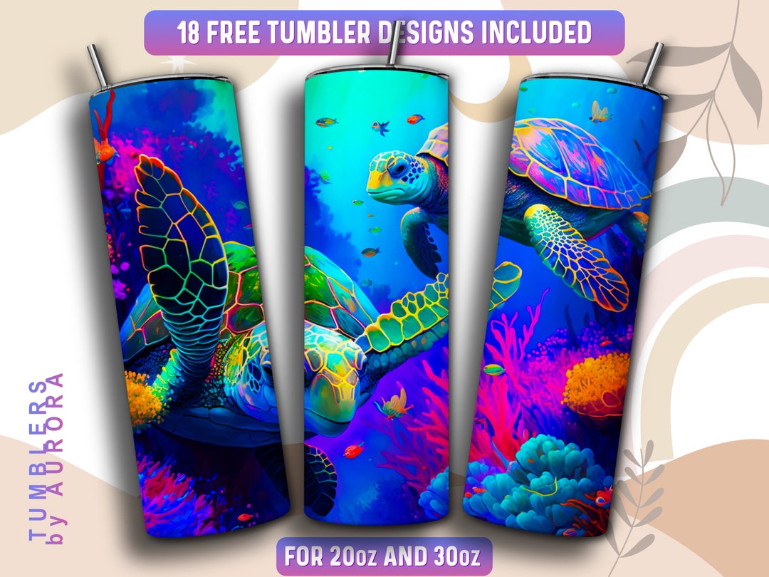 Sea Turtle Tumbler Wrap PNG, Sea Turtle 20 Oz Skinny Tumbler ...