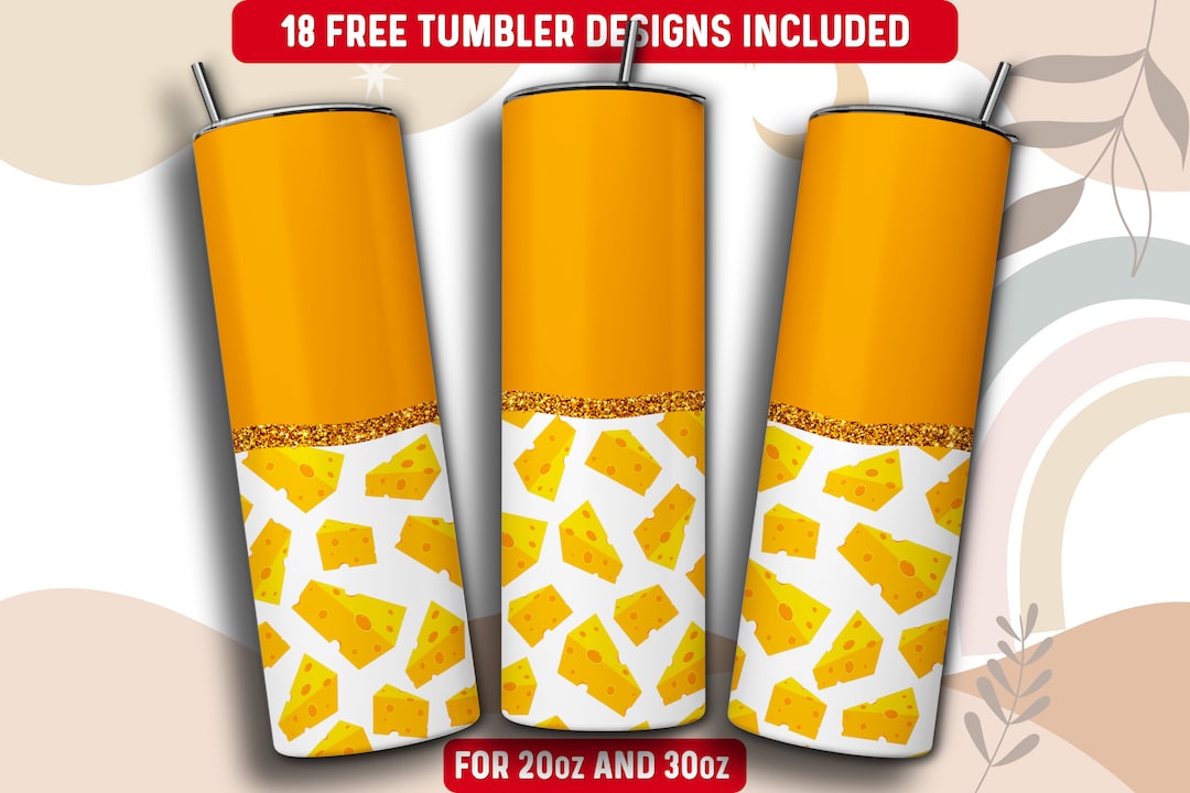 Cheese Tumbler Wrap PNG, Yellow 20 Oz Skinny Tumbler Sublimation Design ...