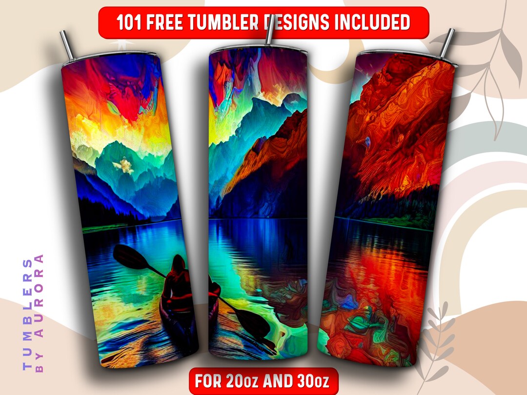 Kanu Mountains Tumbler Wrap PNG, Lake 20 Oz Skinny Tumbler Sublimation ...