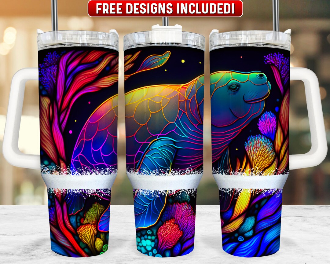 Manatee 40oz Tumbler Wrap PNG Design, Manatee 40oz Quencher Tumbler ...