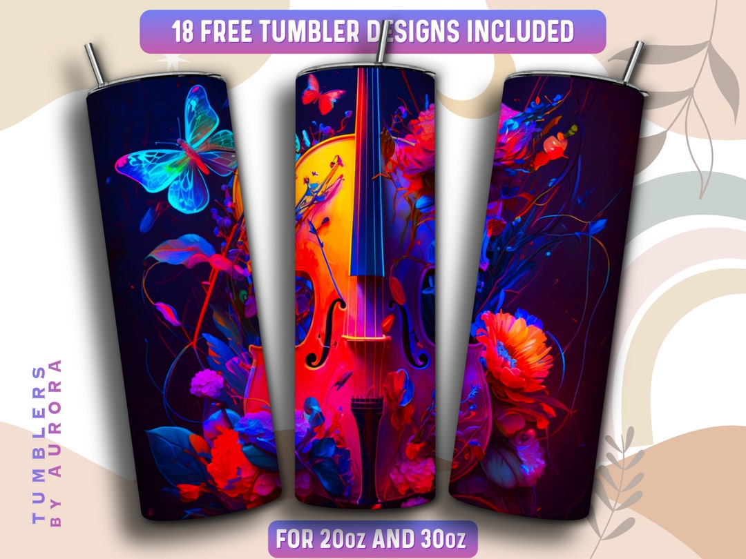 Cello Violin Tumbler Wrap PNG, Violin Cello 20 Oz Skinny Tumbler ...