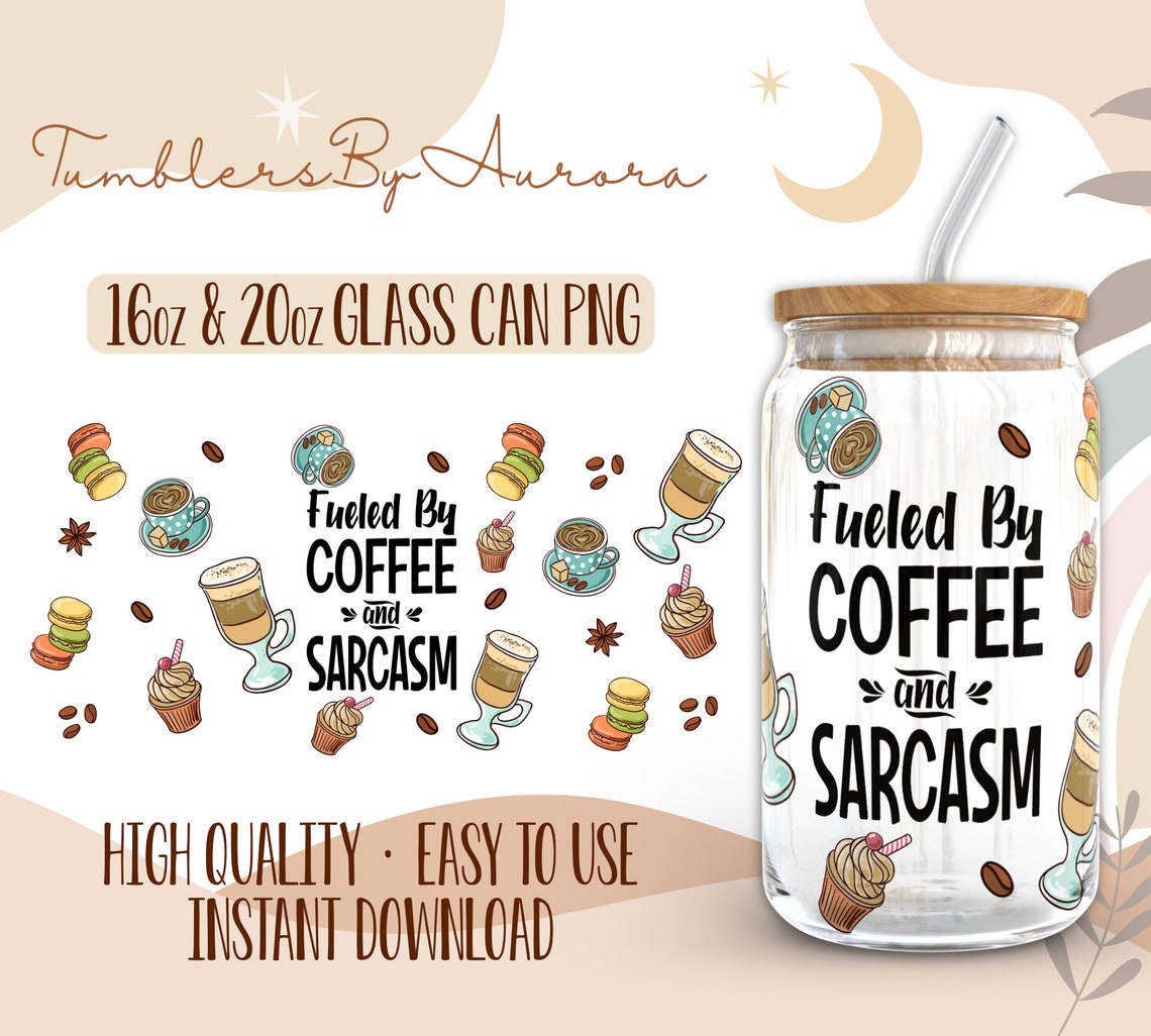 Coffee 16 Oz Libbey Glass Wrap PNG Sublimation Design Coffee - Etsy