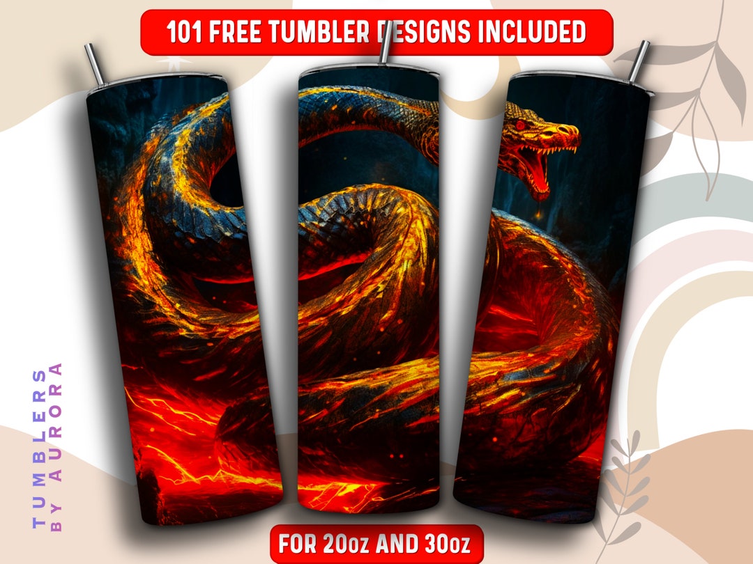 Snake Tumbler Wrap PNG, Lava Volcano Snake 20 Oz Skinny Tumbler ...