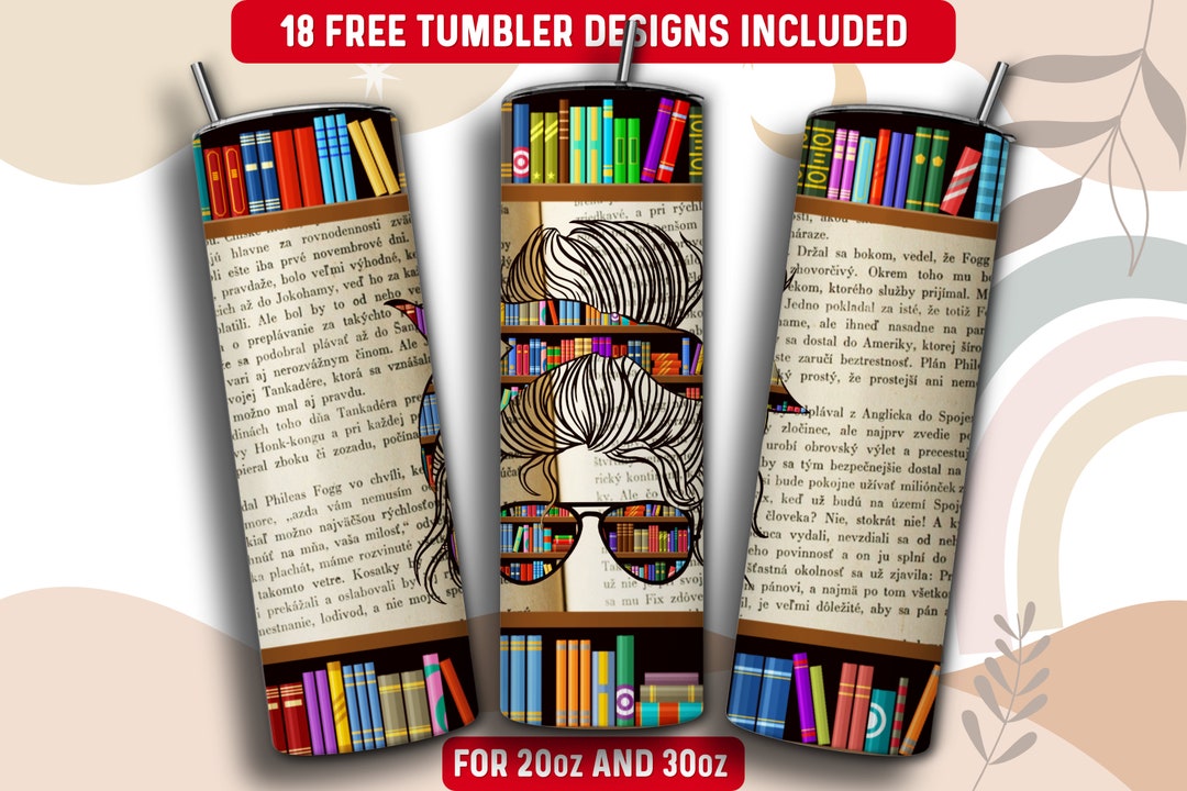Reading Tumbler Wrap PNG, Book 20 Oz Skinny Tumbler Sublimation Design ...