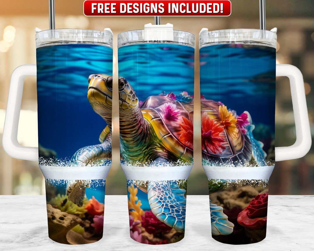 Sea Turtle 40oz Tumbler Wrap PNG Design, Turtle 40oz Quencher Tumbler ...