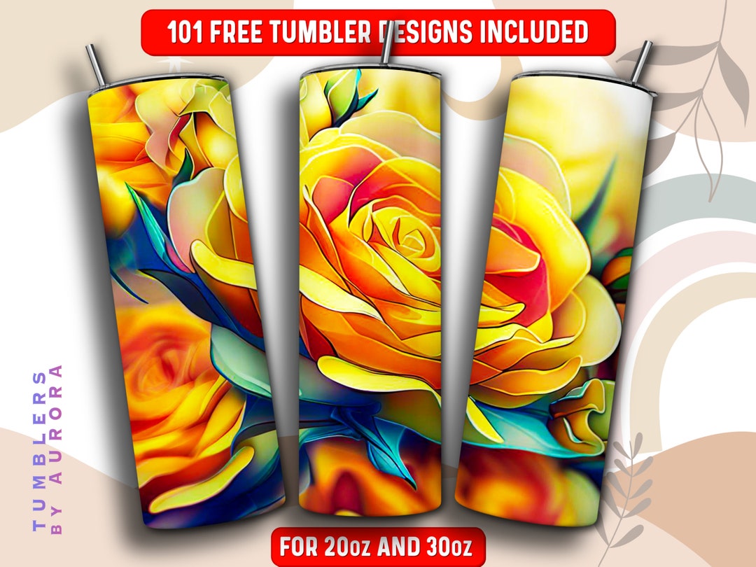Oilpainting Yellow Roses Tumbler Wrap PNG, Yellow Rose Flower Floral 20 ...