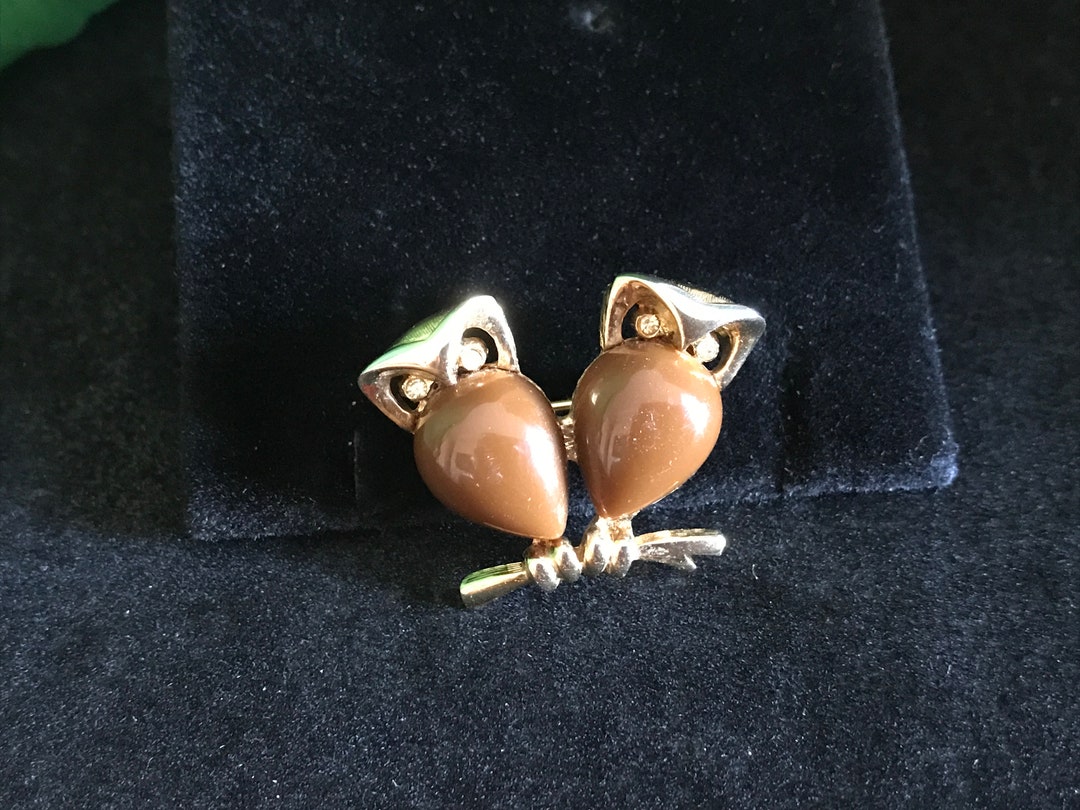 Rare Crown Trifari Jelly Belly Owls on a Branch - Etsy