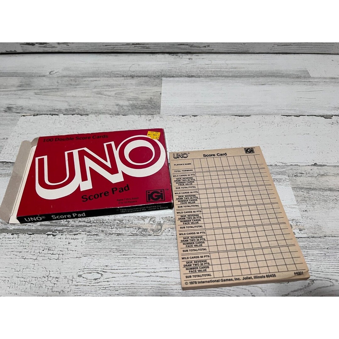 Uno Score Pad Double Score Cards front/back Vintage 1978 - Etsy