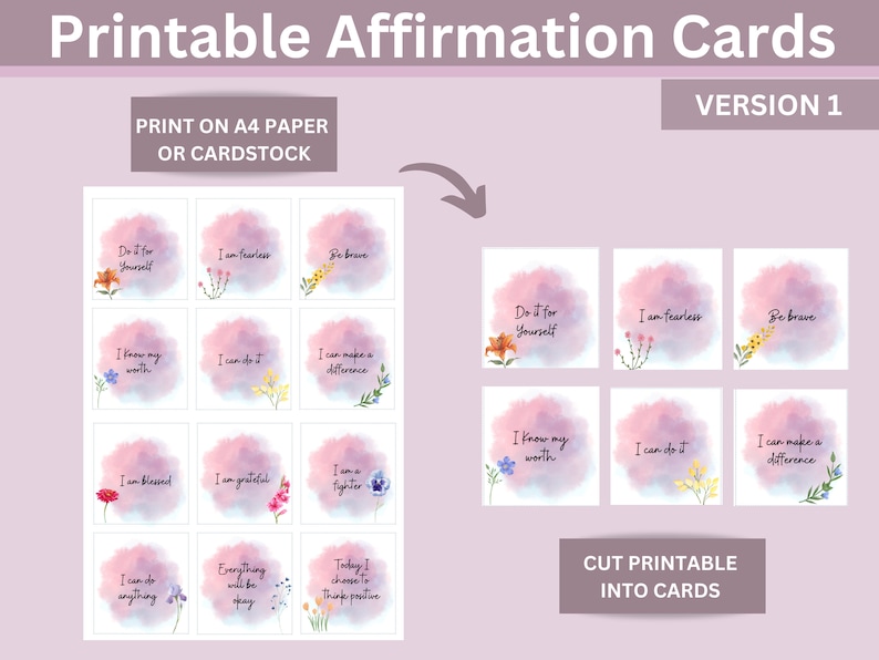 Printable Powerful Affirmation Cards 2 Versions Included - Etsy