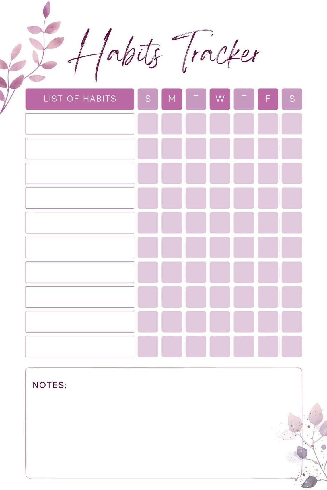 Printable Weekly Habits Tracker Simple to Use. Start Tracking Your ...