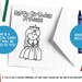 Happy Birthday Princess Coloring Card, PHYSICAL Card Mailed to You ...