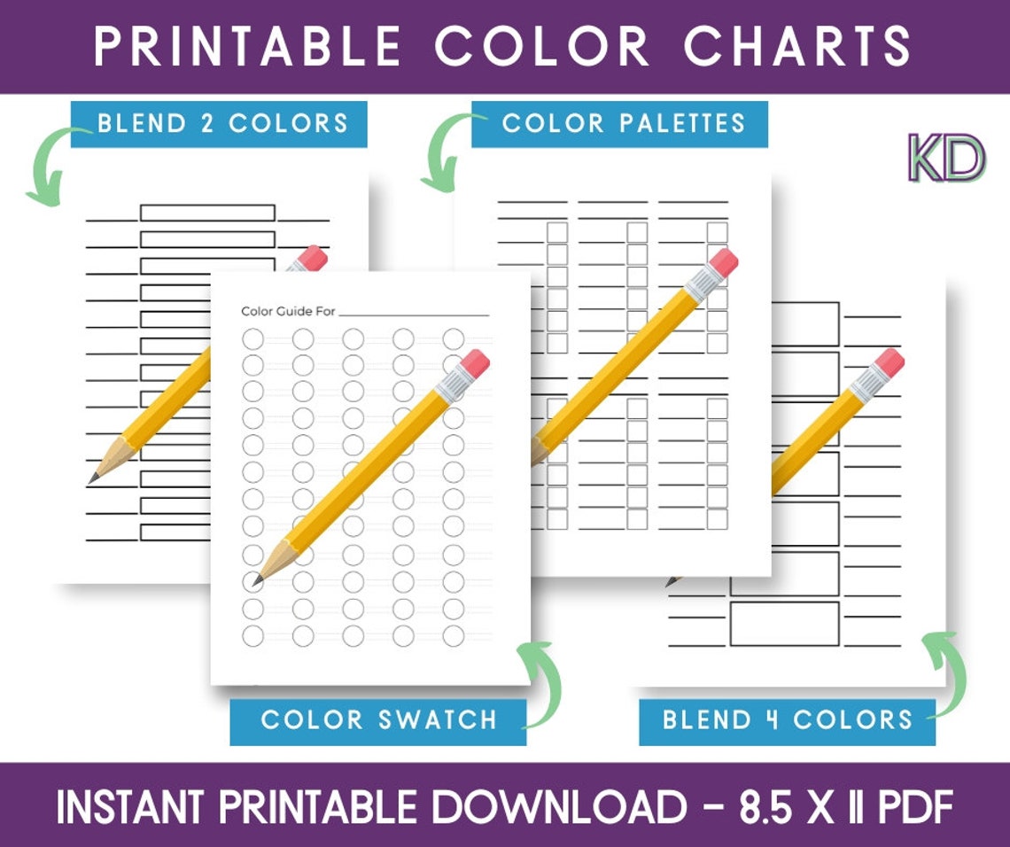 Printable Color Chart Coloring Pages (instant Download) Blending Colour ...