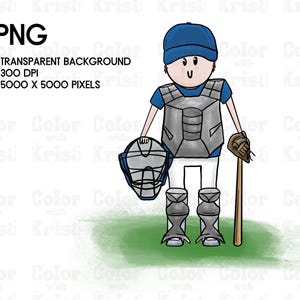 Baseball Catcher Png Cartoon Drawing, Sports Instant Digital Download ...