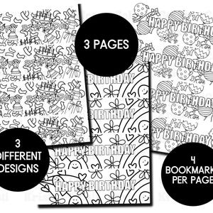 Happy Birthday Coloring Bookmark Digital Printable, Party Activity ...