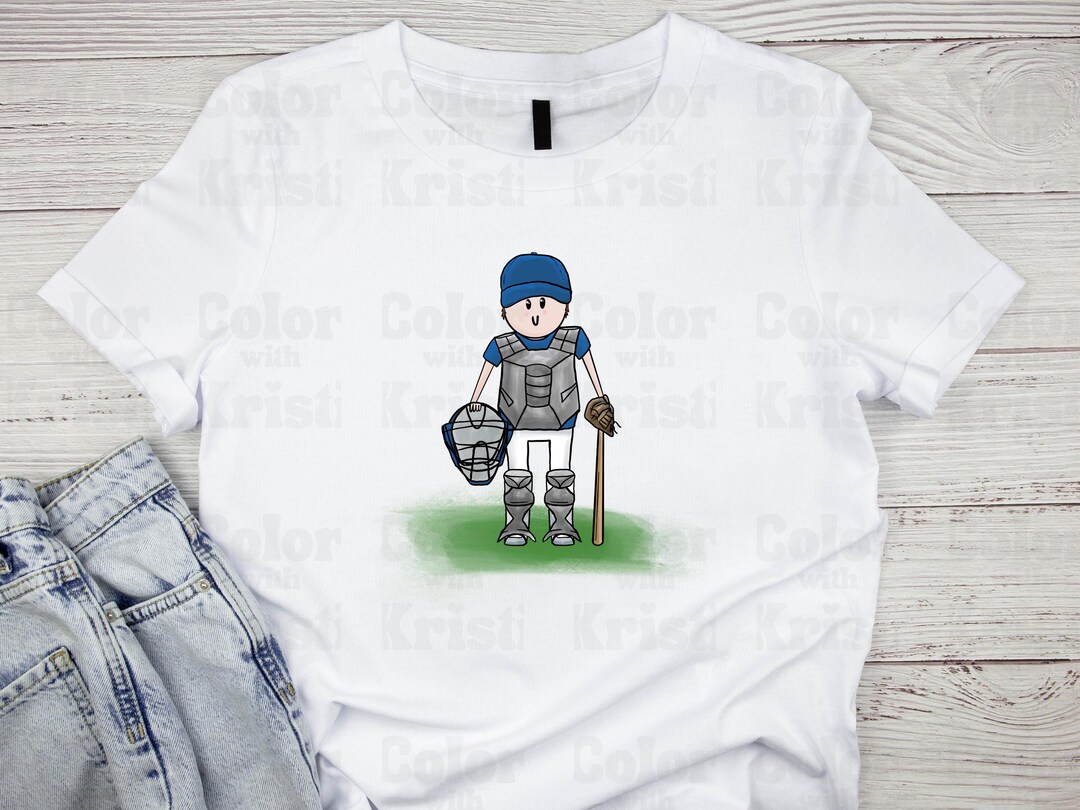 Baseball Catcher Png Cartoon Drawing, Sports Instant Digital Download ...