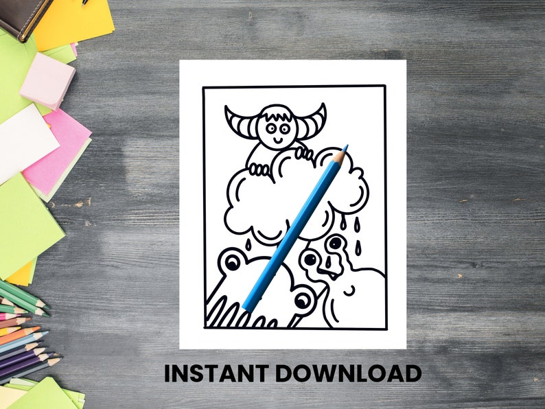 Printable Cute Monsters Adult Coloring Pages 3 Digital Instant Download ...