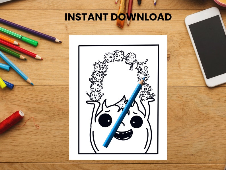Printable Cute Monsters Adult Coloring Pages 3 Digital Instant Download ...