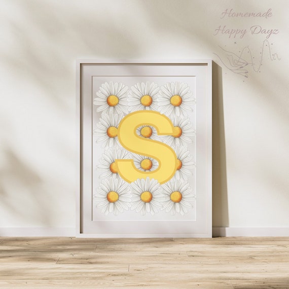 Initial 'S' Daisy Print Poster : Instant Digital - Etsy