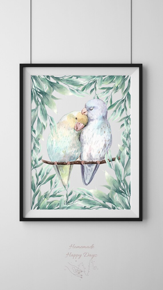 Jungle Snuggle Birds Poster: Instant Digital Download. Wall - Etsy