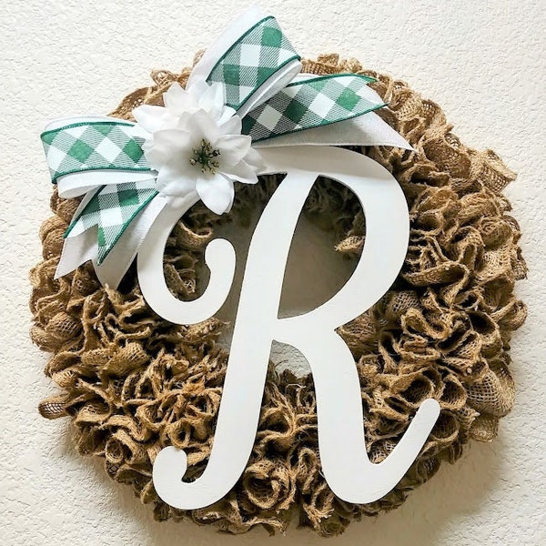Burlap Letter Wreath - Etsy