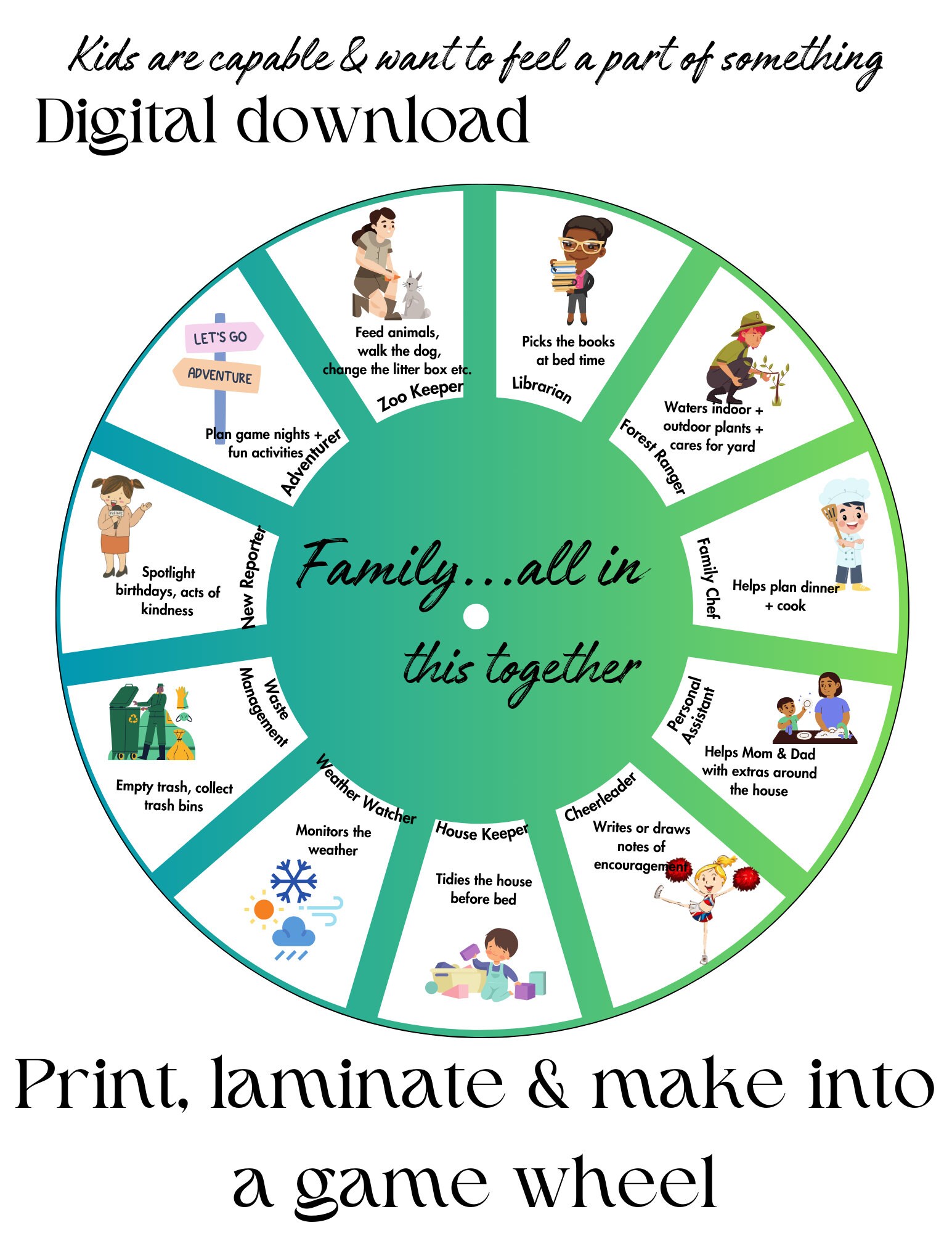 Responsibility Chore Chart for Kids, Instant Download, Printable - Etsy