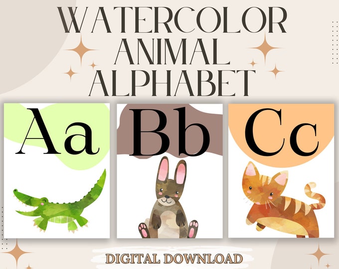 Watercolor Animal Alphabet Posters Digital Download - Etsy