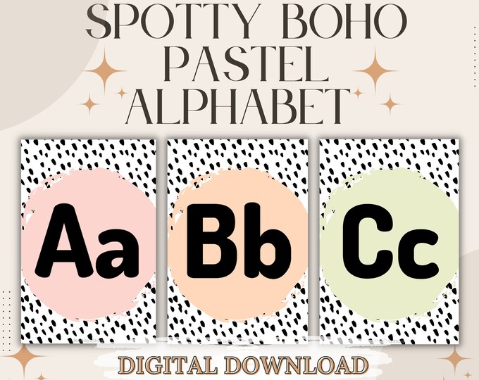 Boho Spotty Pastel Alphabet Posters Digital Download - Etsy